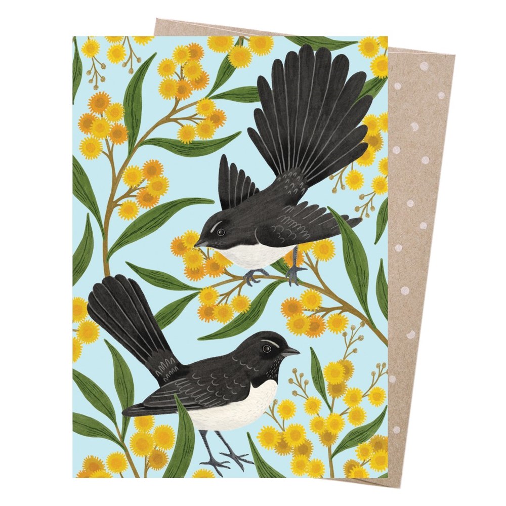 Earth Greetings: Greeting Card Wagtails & Wattle – Monsterthreads