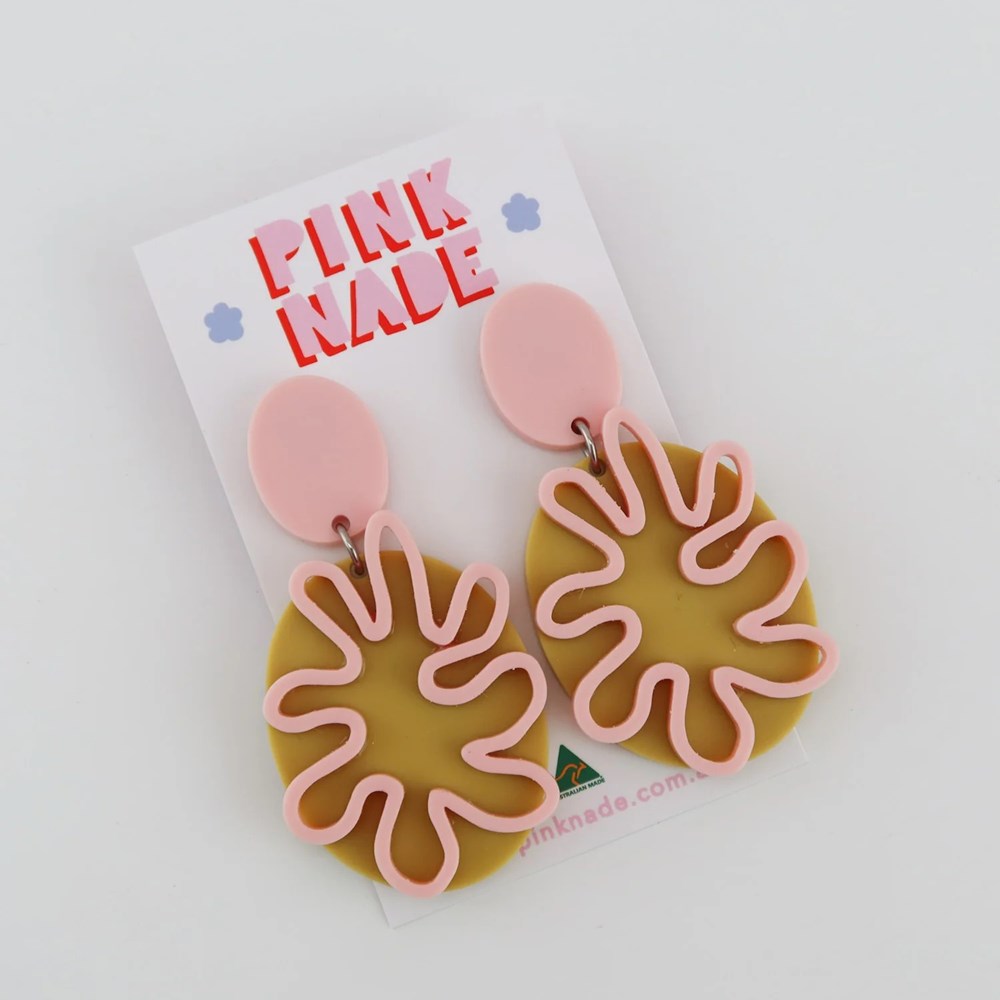 Pink Nade: Nimzy Earrings Mustard Pink – Monsterthreads